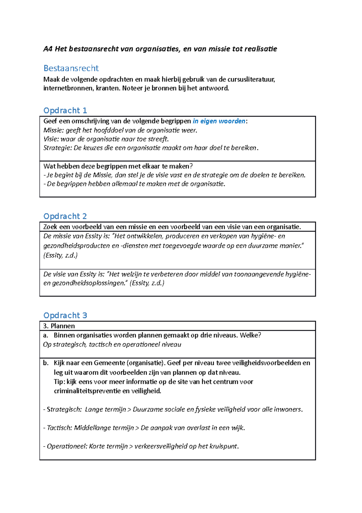 A4 Het bestaansrecht van organisaties - Noteer je bronnen bij het ...