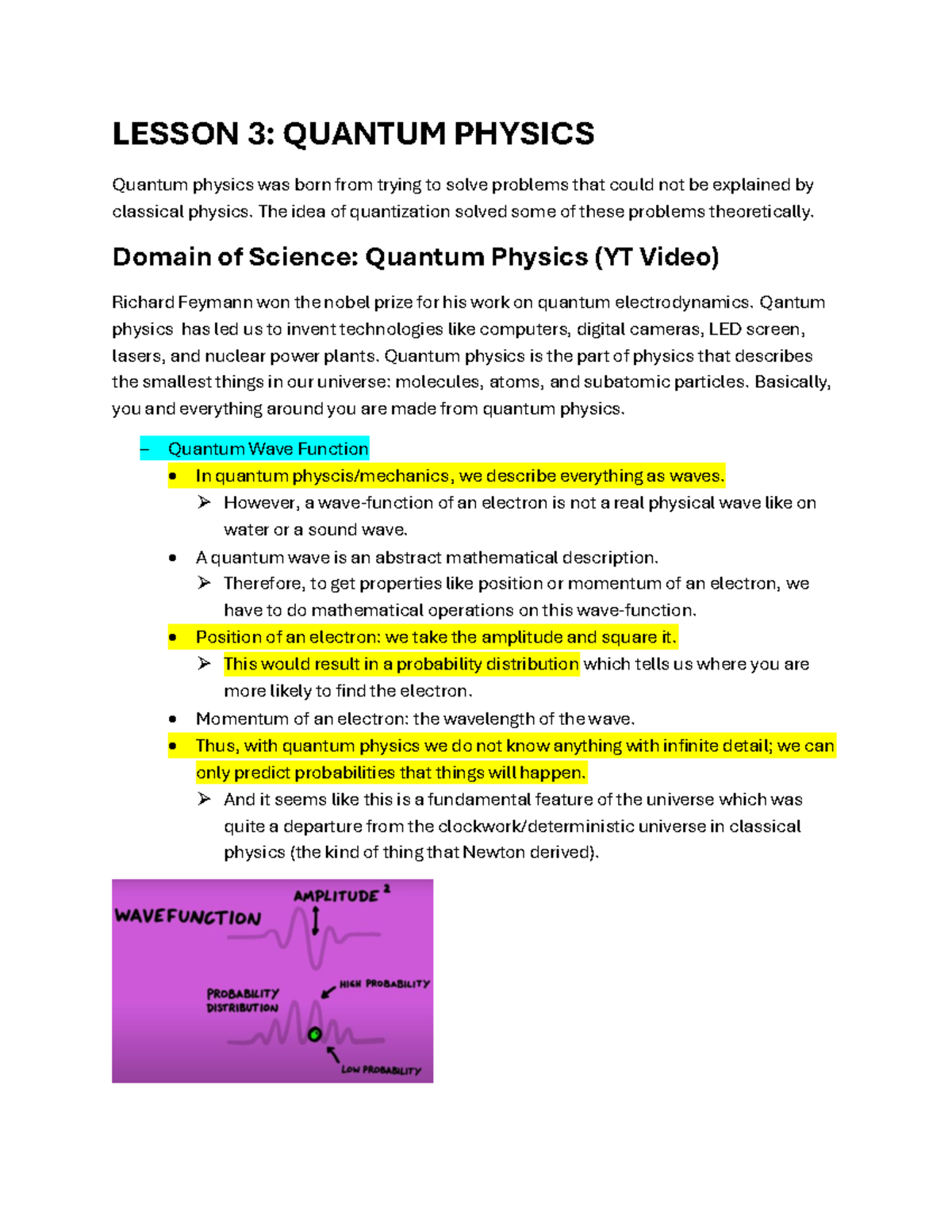 PHYS200 Lesson 3 ( Quantum Physics) - LESSON 3: QUANTUM PHYSICS Quantum ...