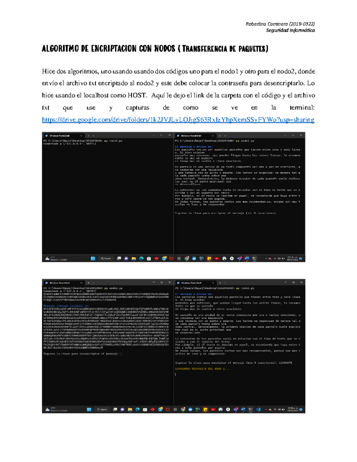 Algortimo DE Encriptacion CON Nodos - Roberlina Caminero (2019-0322) Seguridad Informática ...
