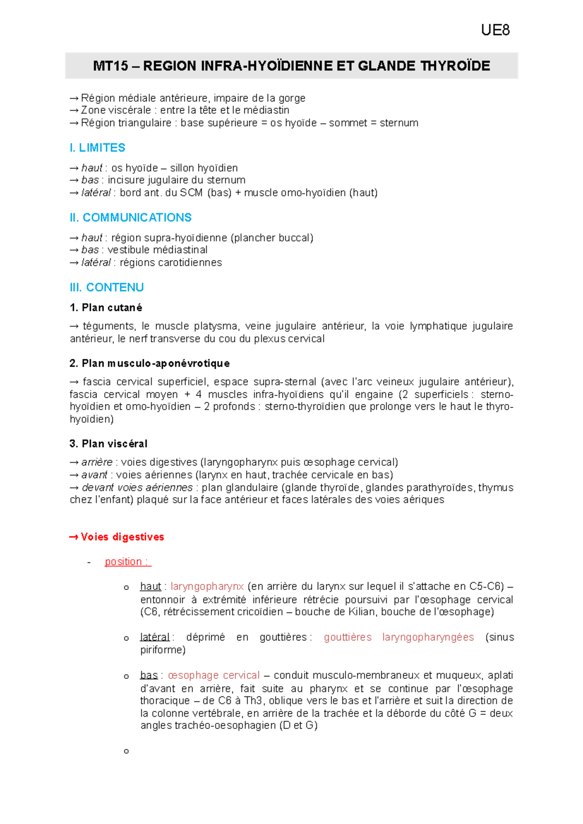 UE8 - Région infra-hyoidienne - UE8 MT15 – REGION INFRA-HYOÏDIENNE ET ...