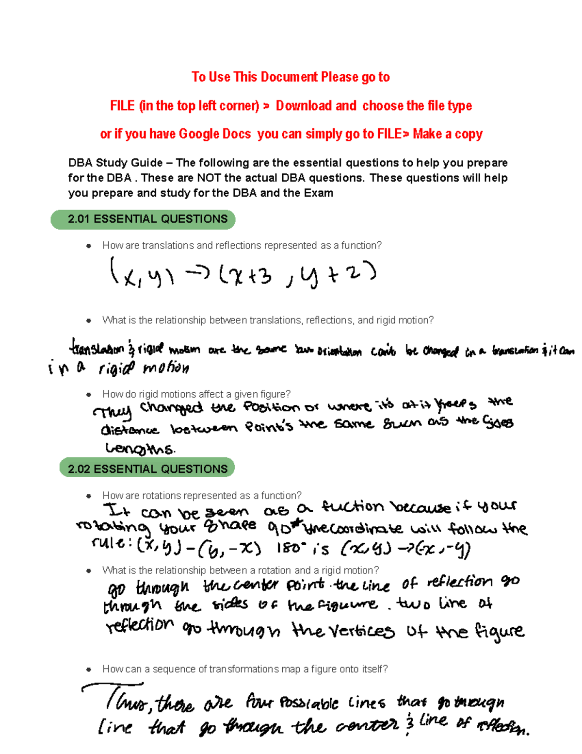 Copy of Copy of Module 2 DBA Study Guide - FILE (in the top left corner ...