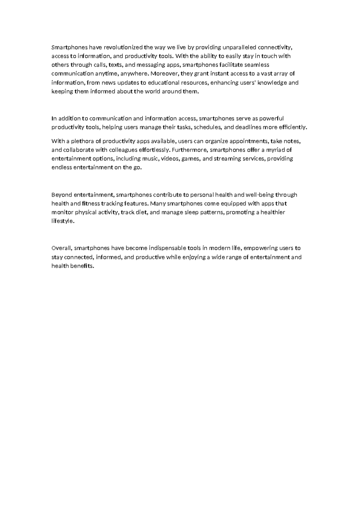 Writing - UNIT 1 - Portfolio - Smartphones have revolutionized the way ...