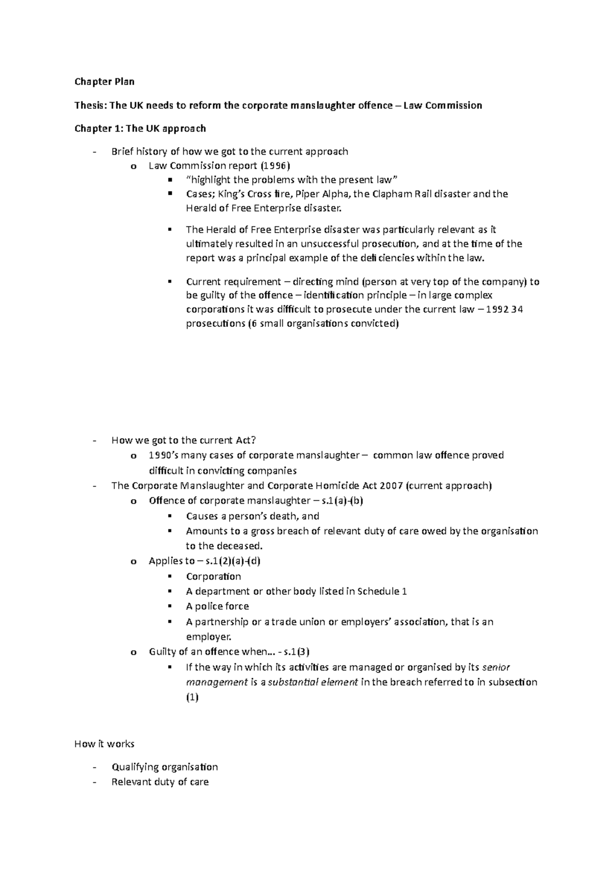 Chapter Plan - asdasdsd - Chapter Plan Thesis: The UK needs to reform ...