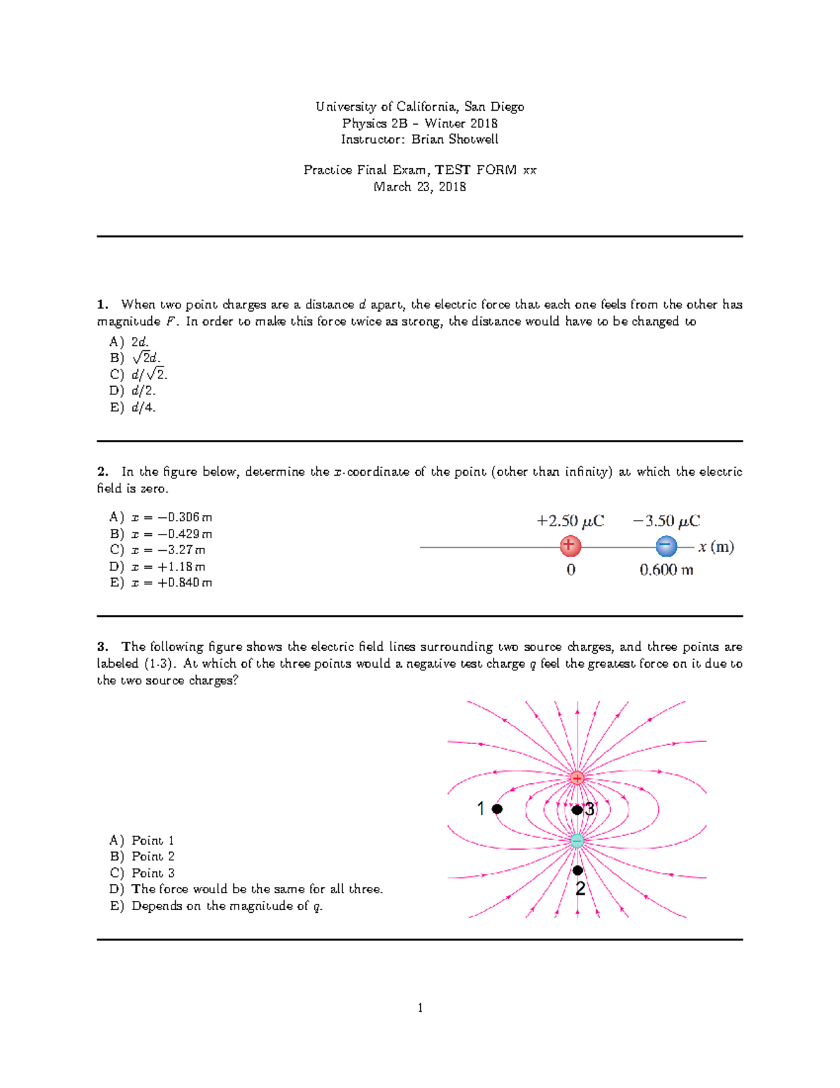 2B Practice Final - Exam - University of California, San Diego Physics ...