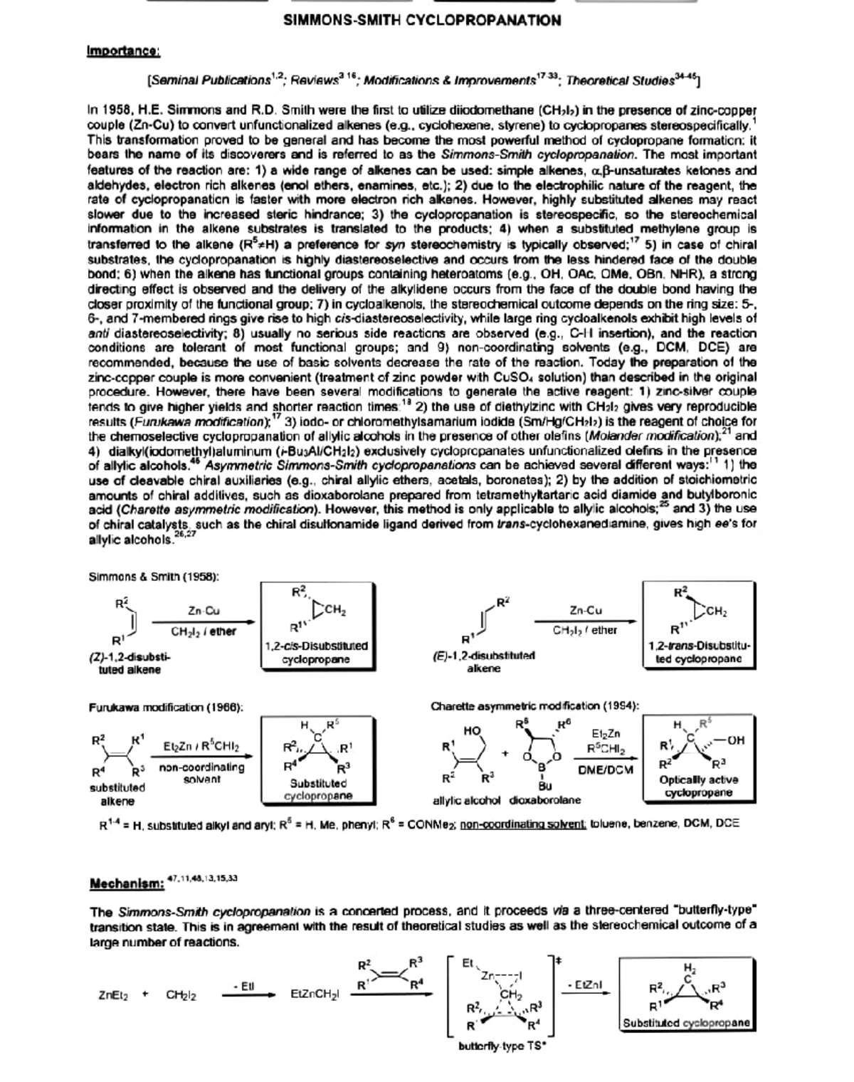 Simmons-smith Cyclopropanation - SIMMONS-SMITH CYCLOPROPANATION ...