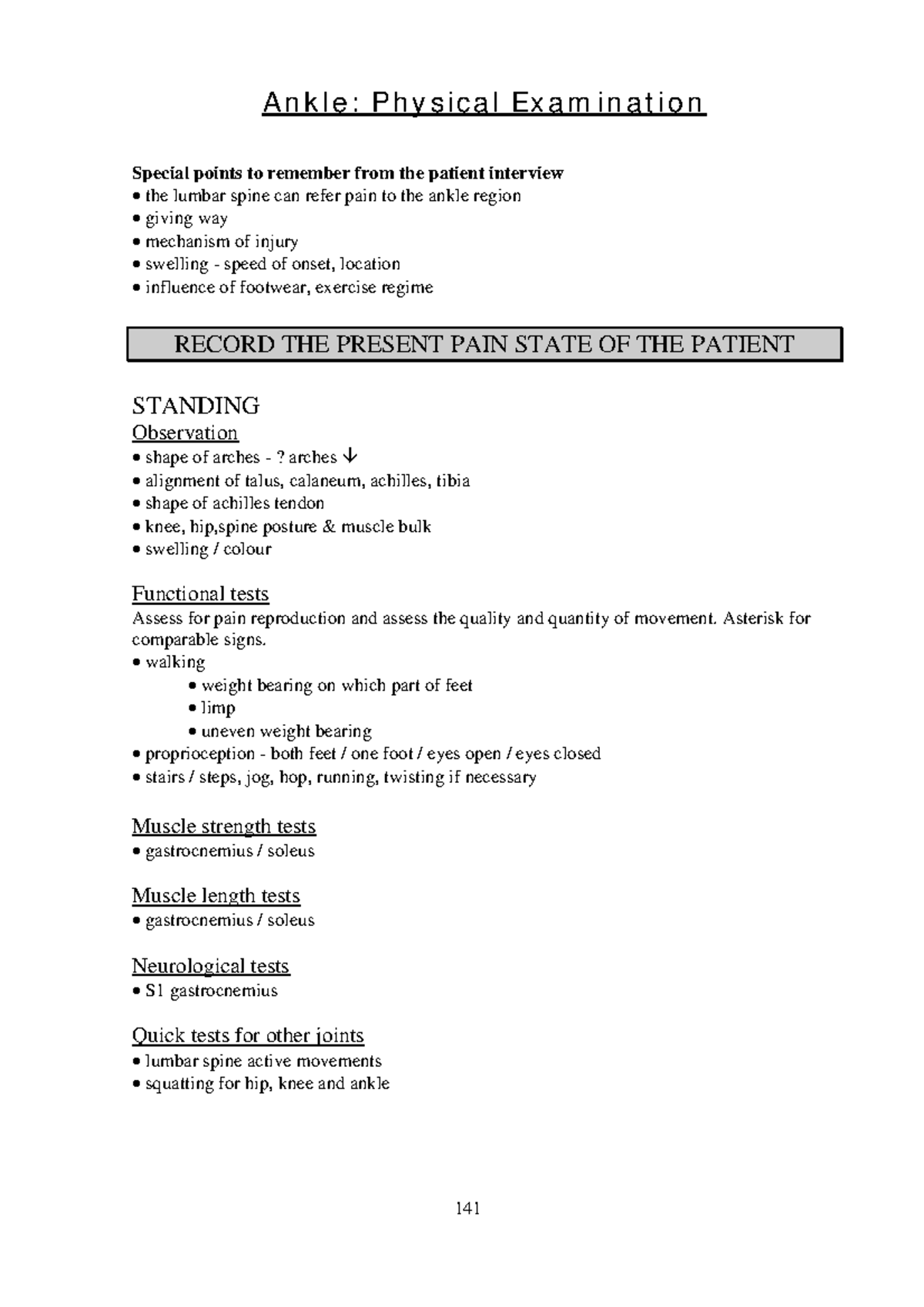Ankle assessment - @lauraphysiostudies - notes from MSc Physiotherapy ...