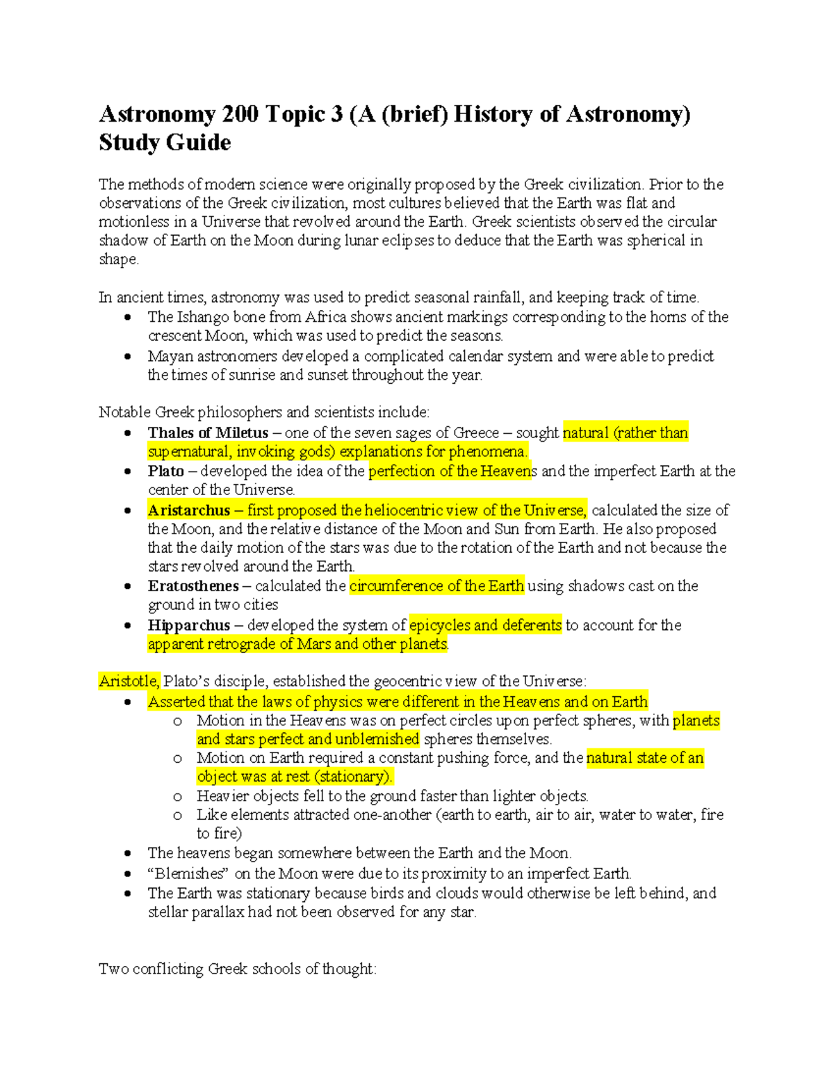 Astronomy 200 Topic 03 Study Guide - Astronomy 200 Topic 3 (A (brief ...