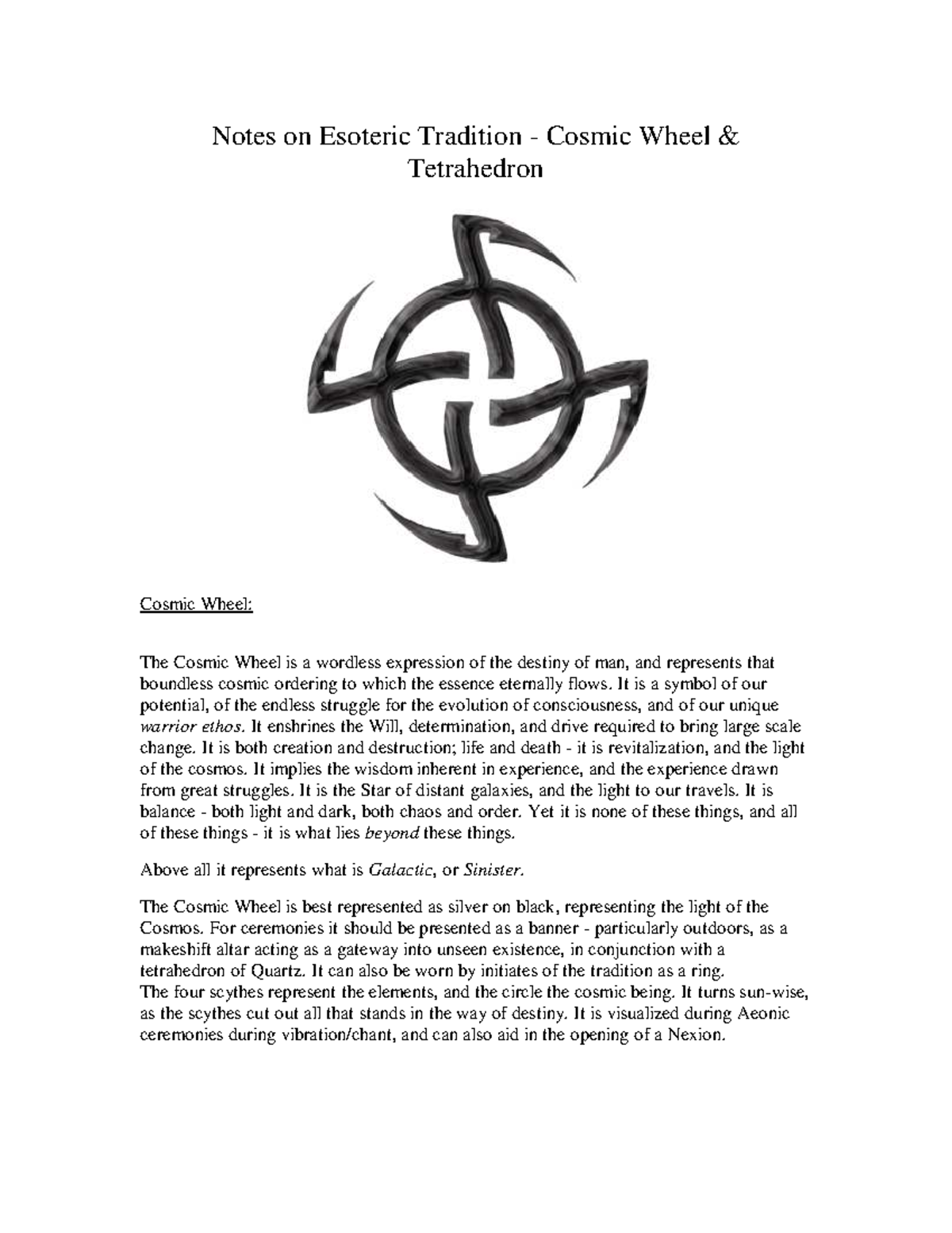 Cosmic Wheel and Tetrahedron - Notes on Esoteric Tradition - Cosmic ...