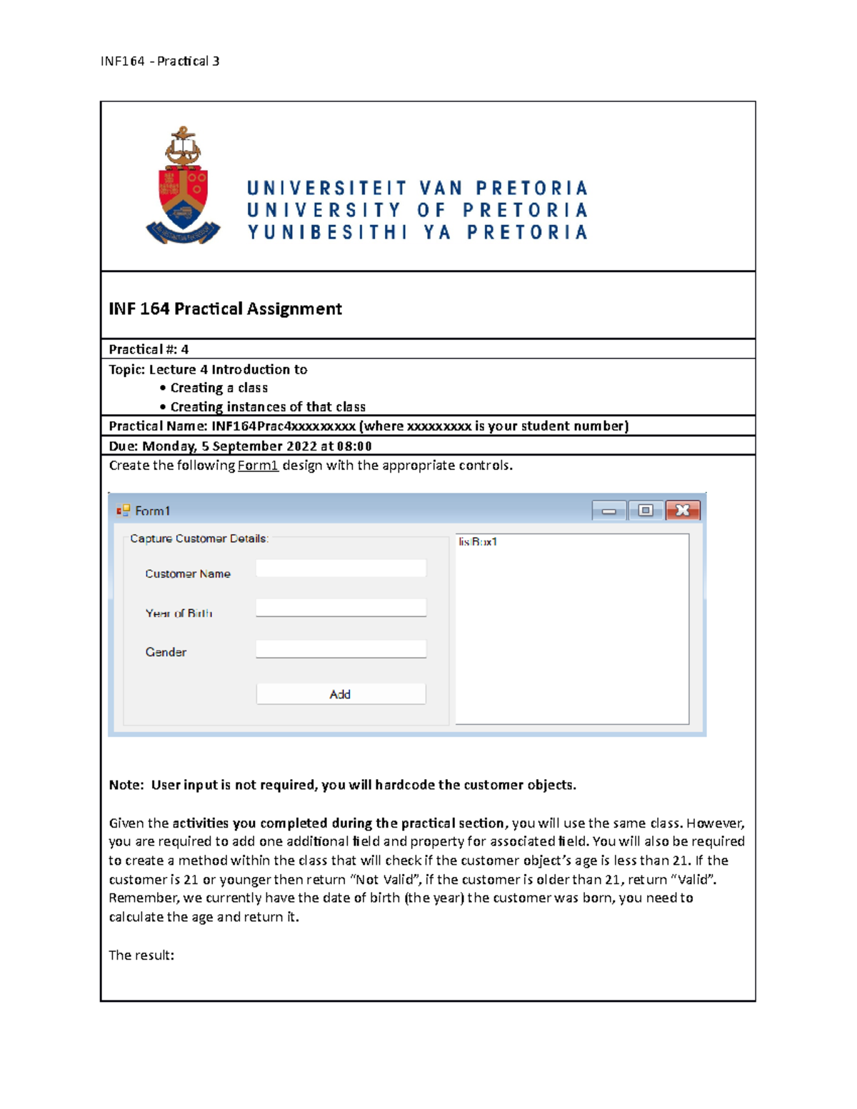 INF 164 Practical Assignment 4 Instructions plus Rubric 2022 - INF164 - Practical 3 INF 164 ...