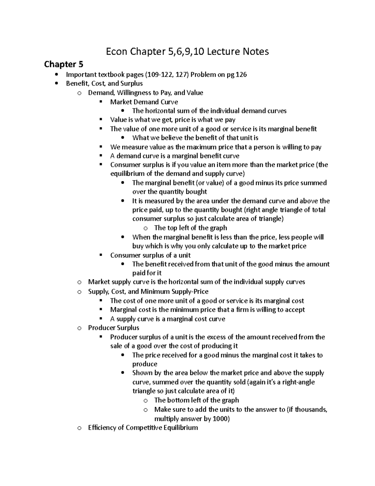 Microeconomics notes - Econ Chapter 5,6,9,10 Lecture Notes Chapter 5 ...
