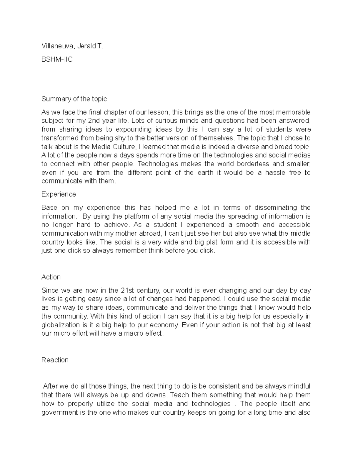 Final-seare-hehe - notes - Villaneuva, Jerald T. BSHM-IIC Summary of ...