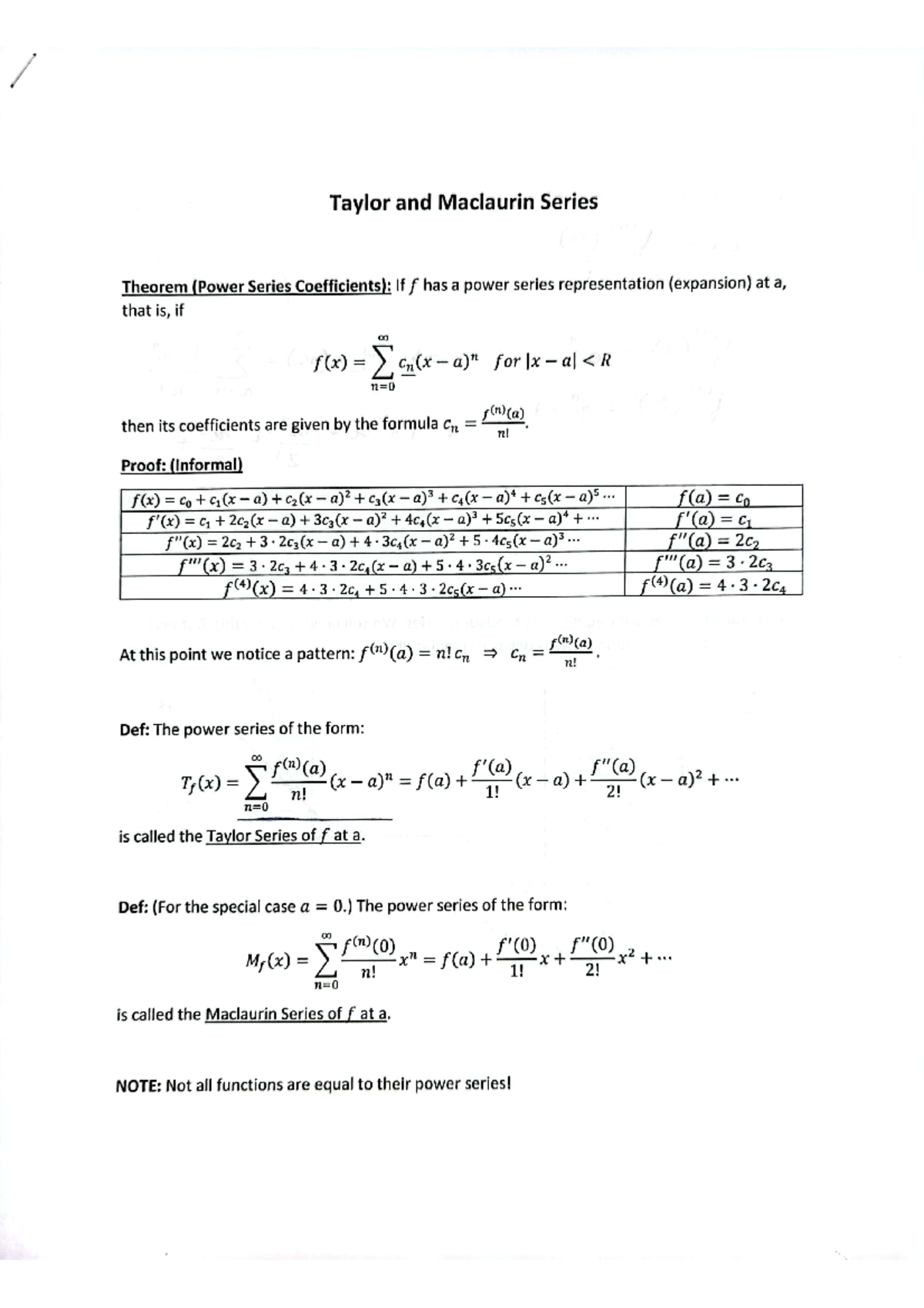 Taylor and Maclaurin series - MAC2282 - Studocu