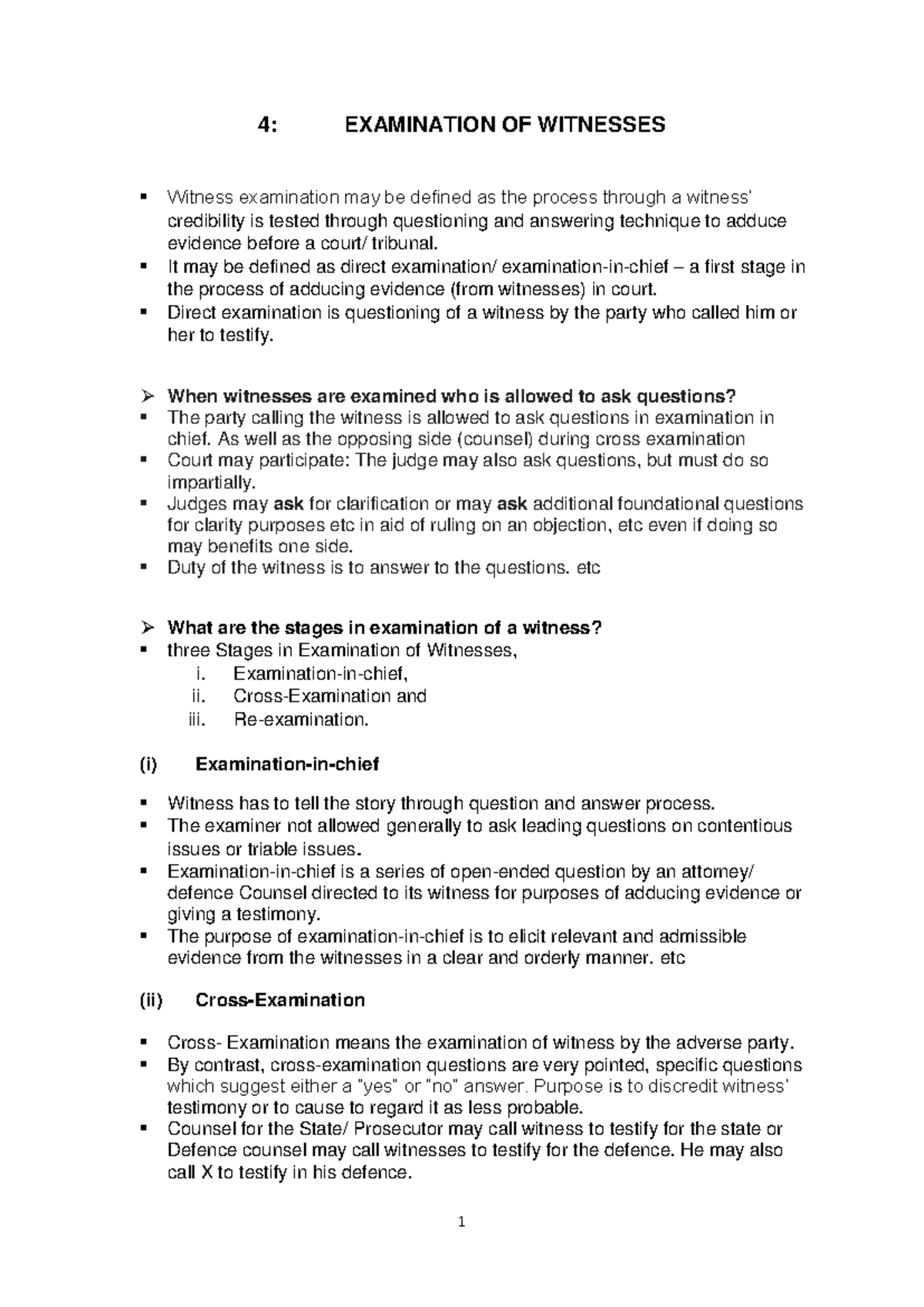 Examination of Witnesses - 4 : EXAMINATION OF WITNESSES Witness ...
