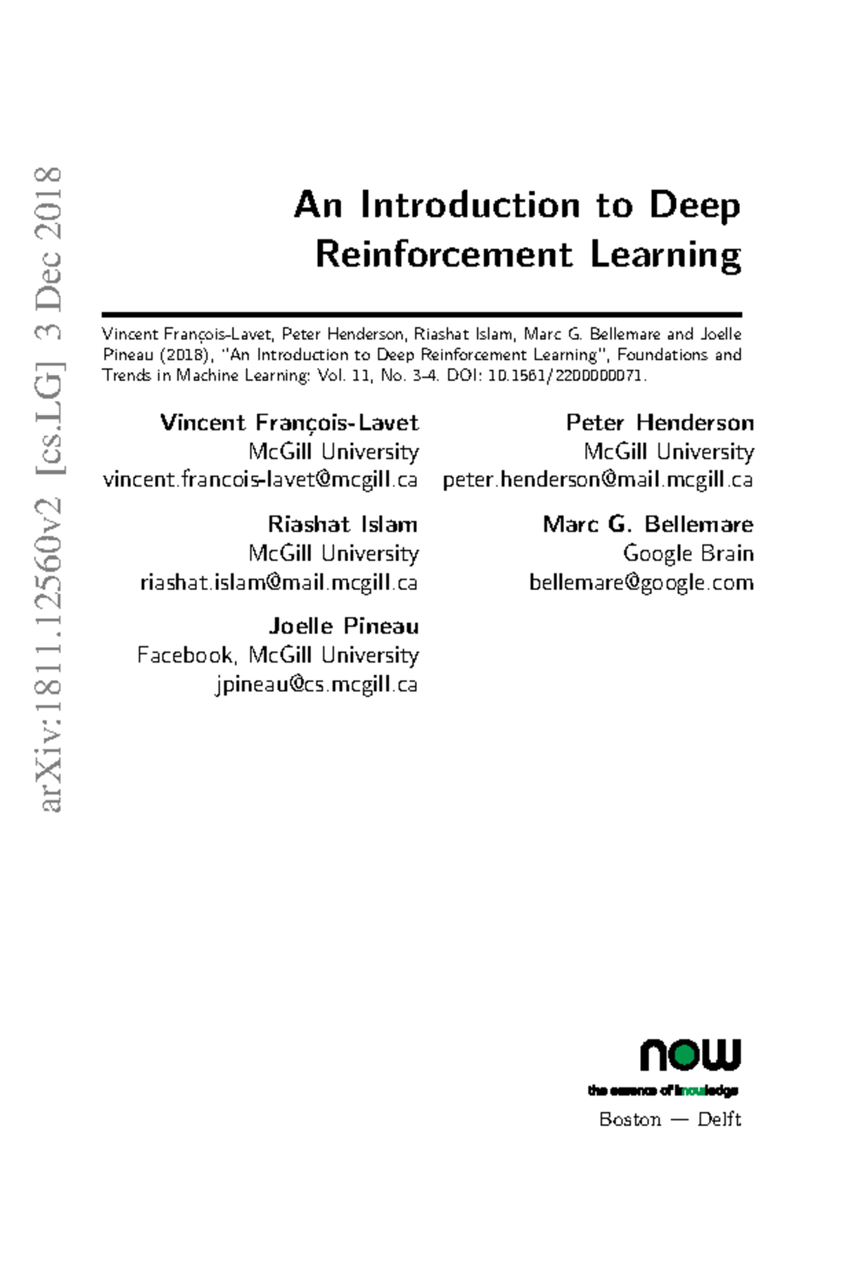 Deep reinforcement learning - An Introduction to Deep Reinforcement ...