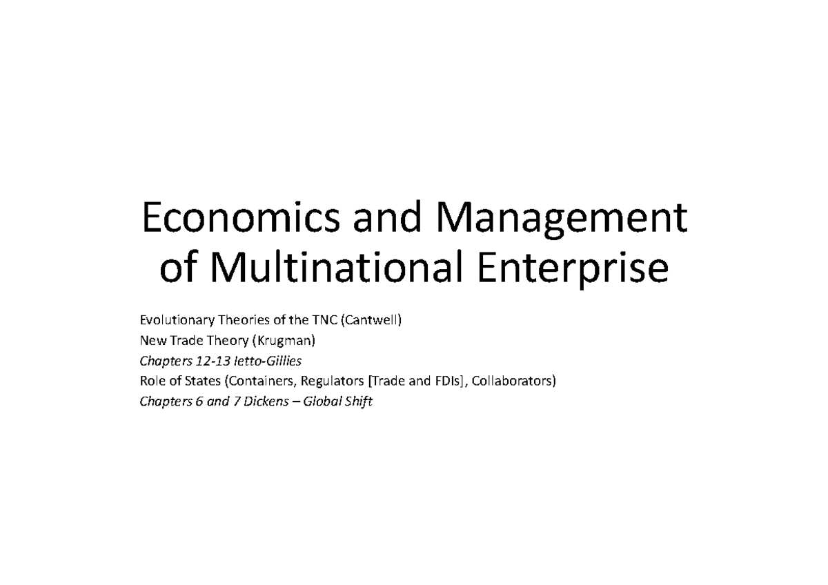 economics and management of multinational enterprises - Economics and ...