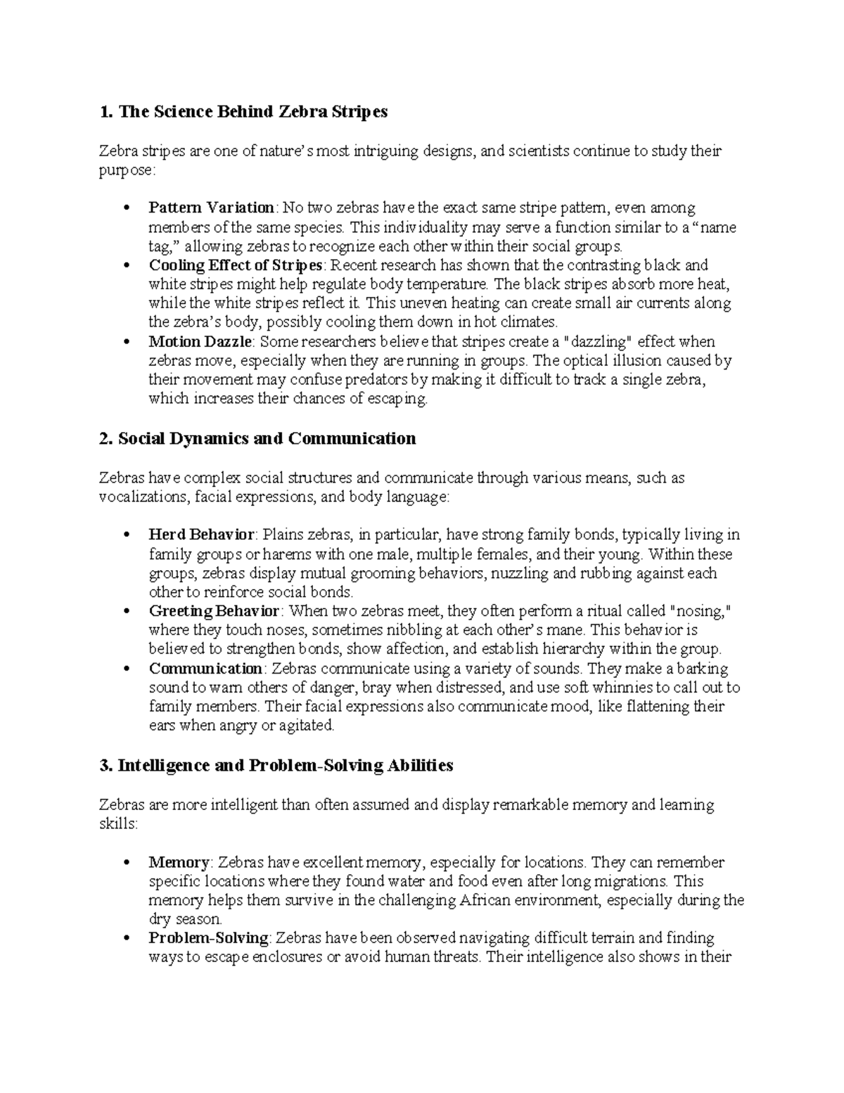 Tourism - 1. The Science Behind Zebra Stripes Zebra stripes are one of ...