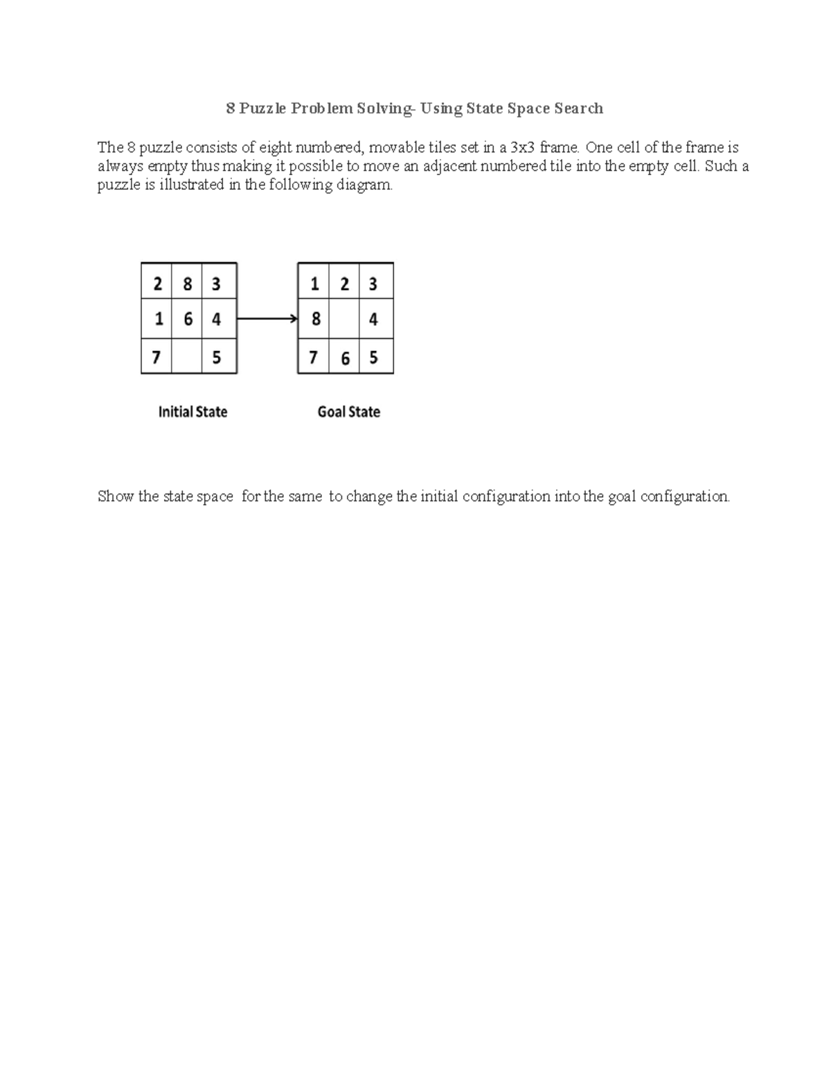 8 Puzzle Problem Solving Using State Space Search App Development One Cell Of The Frame Is