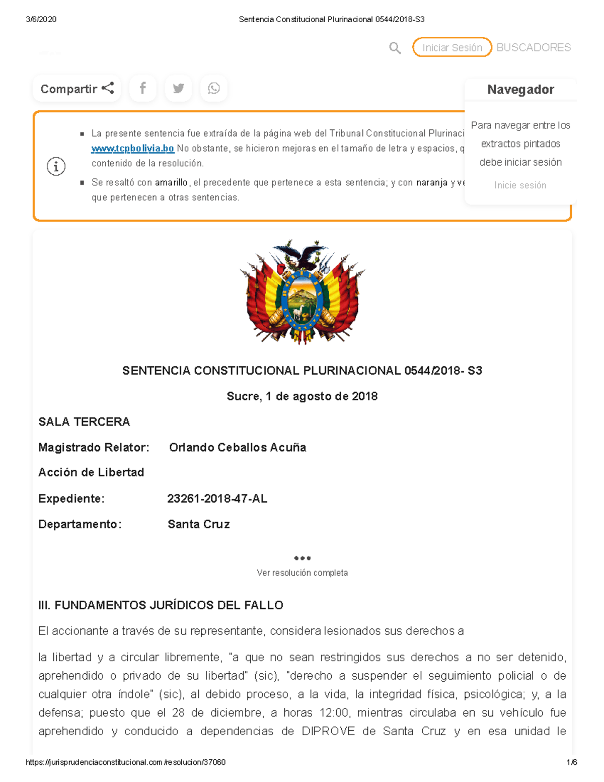 SCP 0544 2018-S3 Accion DE Libertad Innovativa - Compartir La presente ...