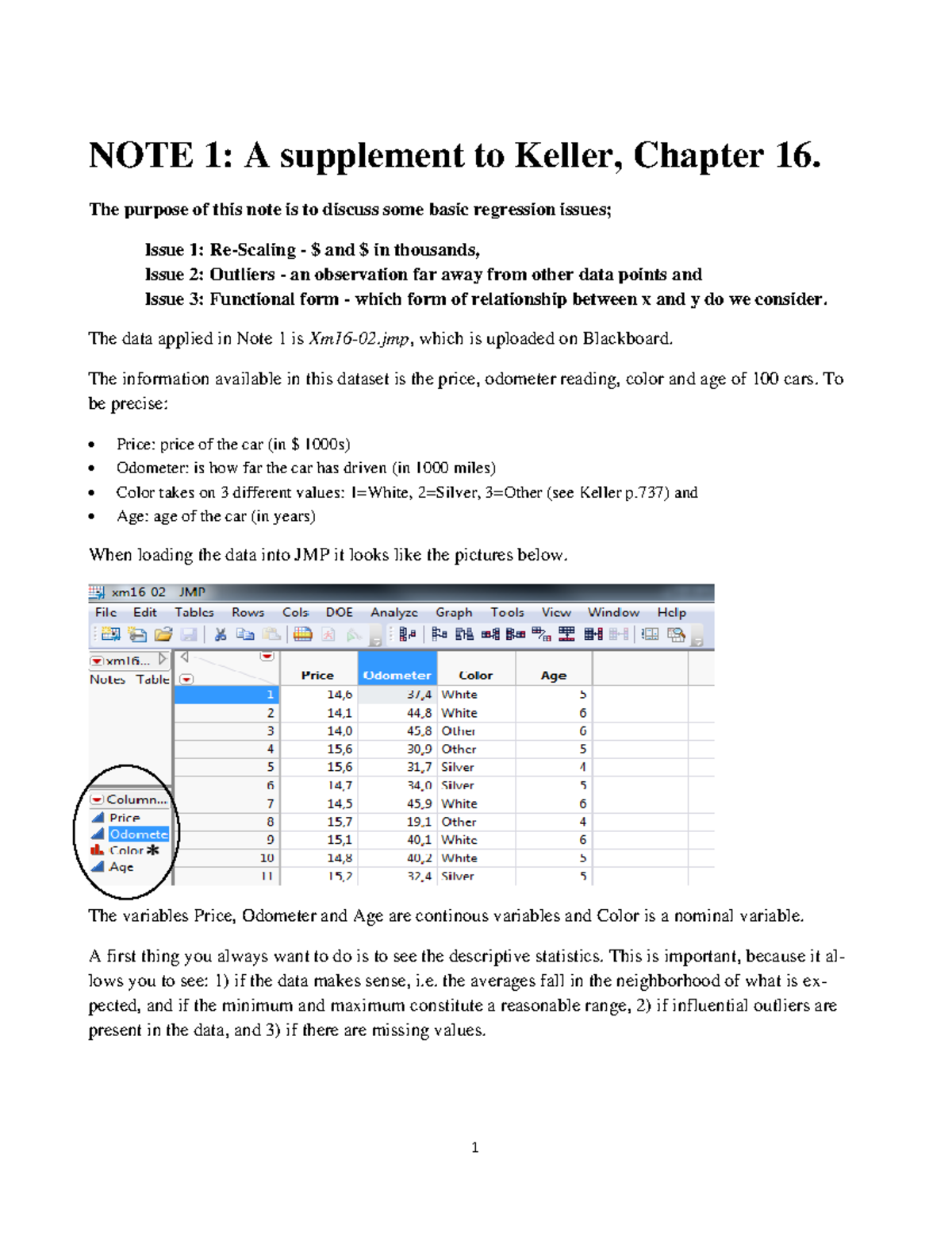 Note 1 - additional material - NOTE 1: A supplement to Keller, Chapter ...