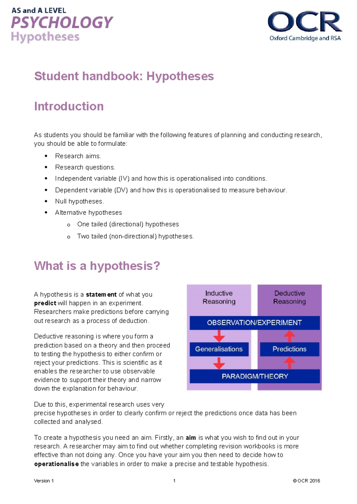 342207 hypotheses student handbook - Student handbook: Hypotheses ...