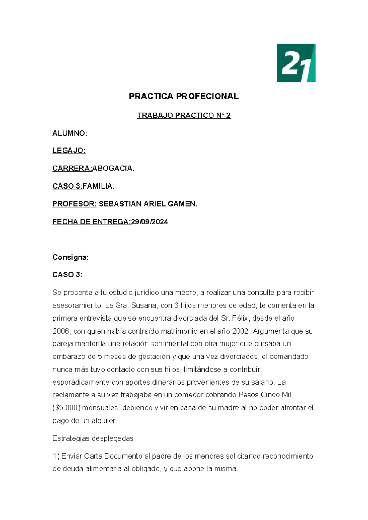 Practica Profecional Tp2 Practica Profecional Trabajo Practico N 2