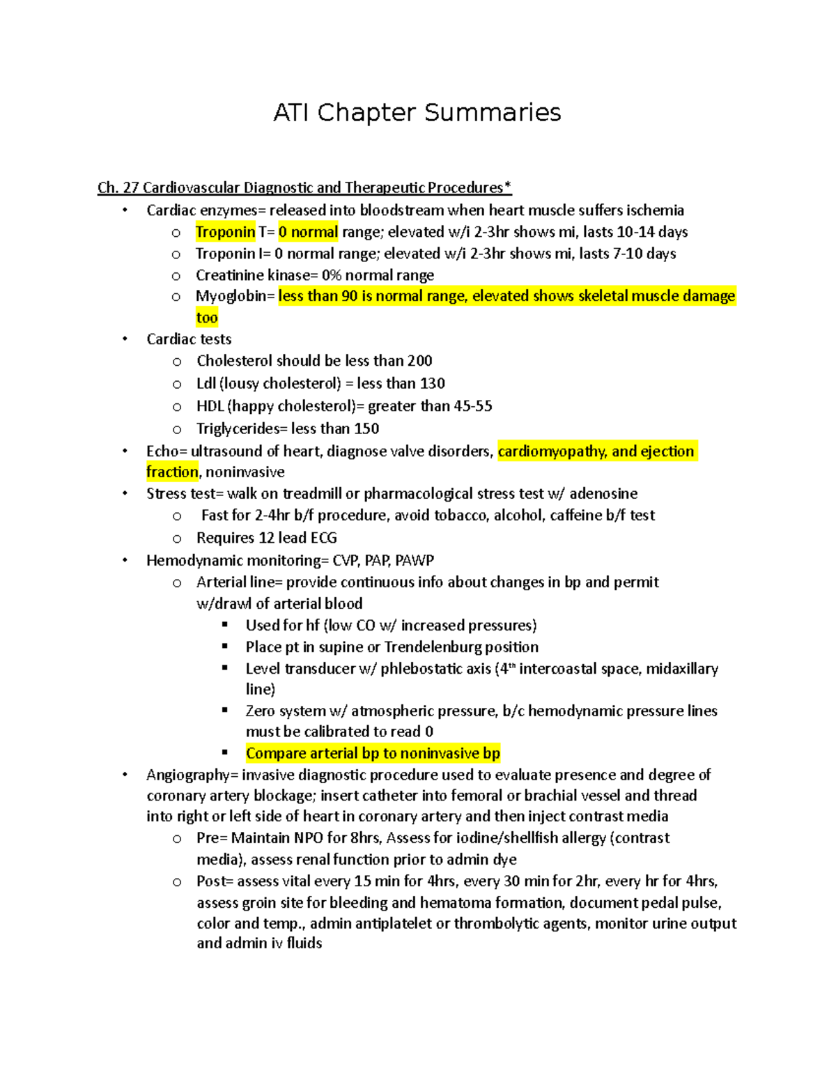 ATI Chapter Summaries 27-36 - ATI Chapter Summaries Ch. 27 ...