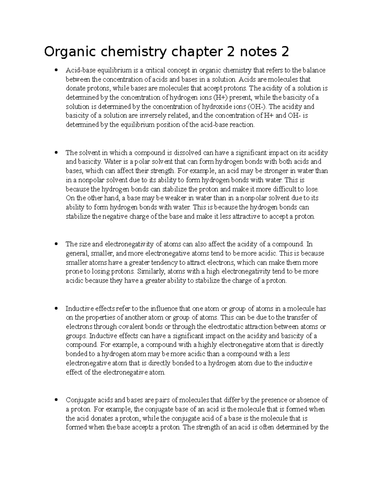 Organic chemistry chapter 2 notes 2 - Organic chemistry chapter 2 notes ...