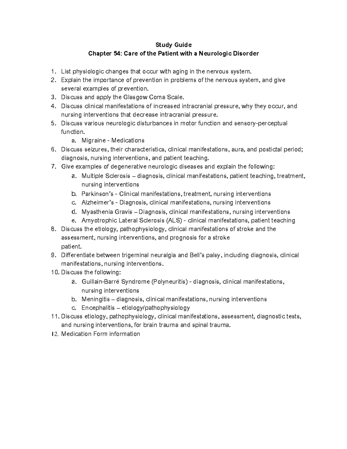 Exam 3 neuro study guide - Study Guide Chapter 54: Care of the Patient ...