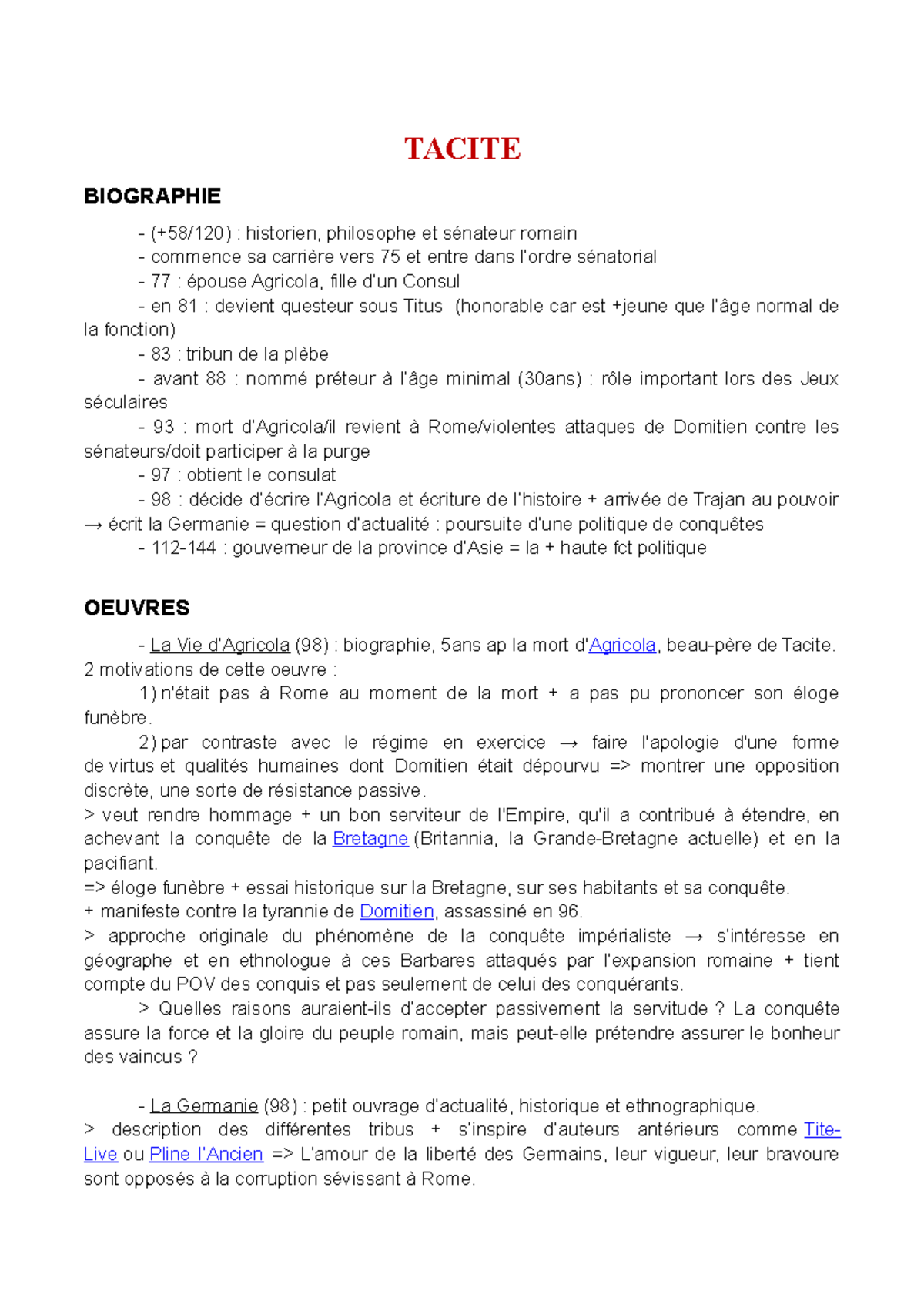 Tacite - fiche auteur - TACITE BIOGRAPHIE (+58/120) : historien ...