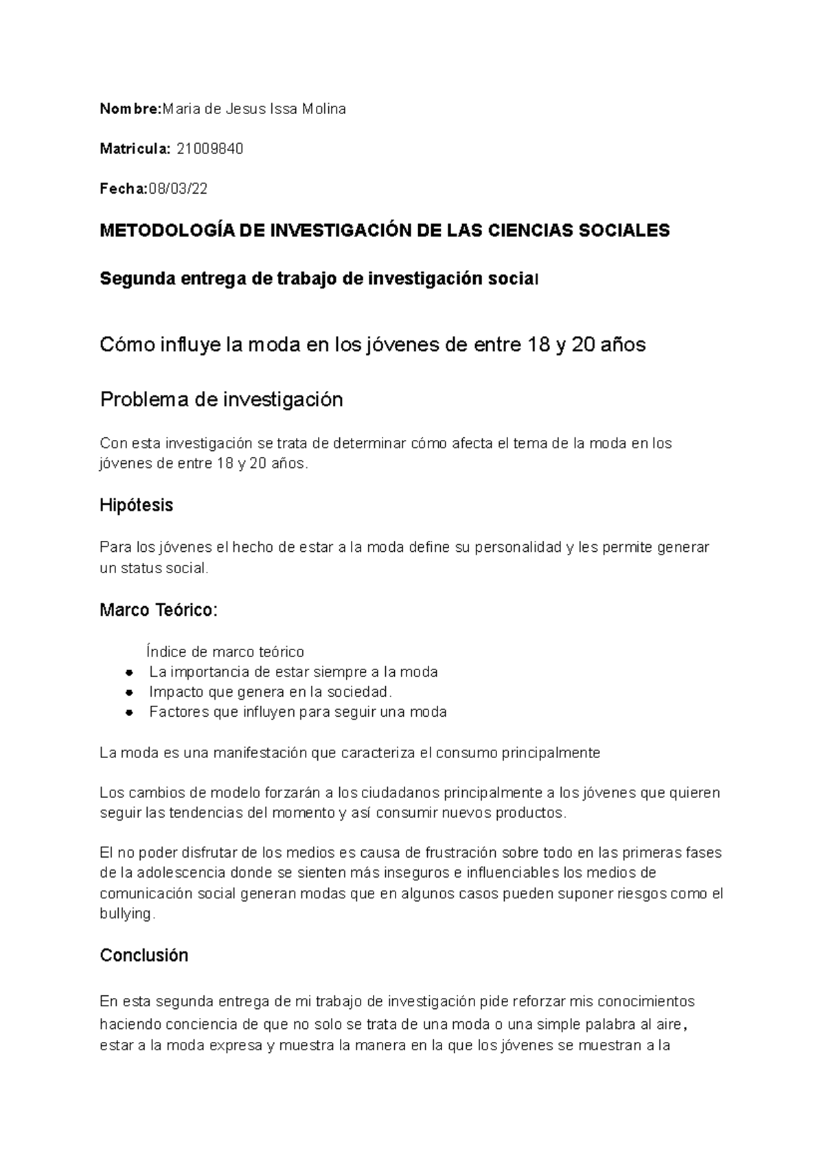 Issa Maria Segunda entrega - Nombre: Maria de Jesus Issa Molina ...