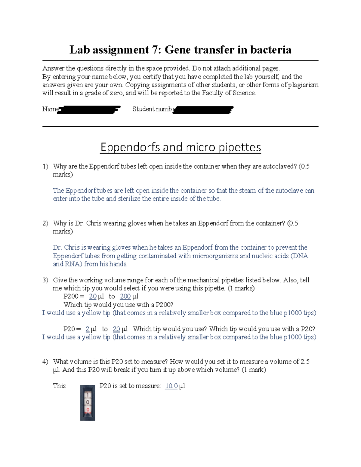 Mbio 2020 Lab Assignment 7 - Lab assignment 7: Gene transfer in bacteria Answer the questions ...