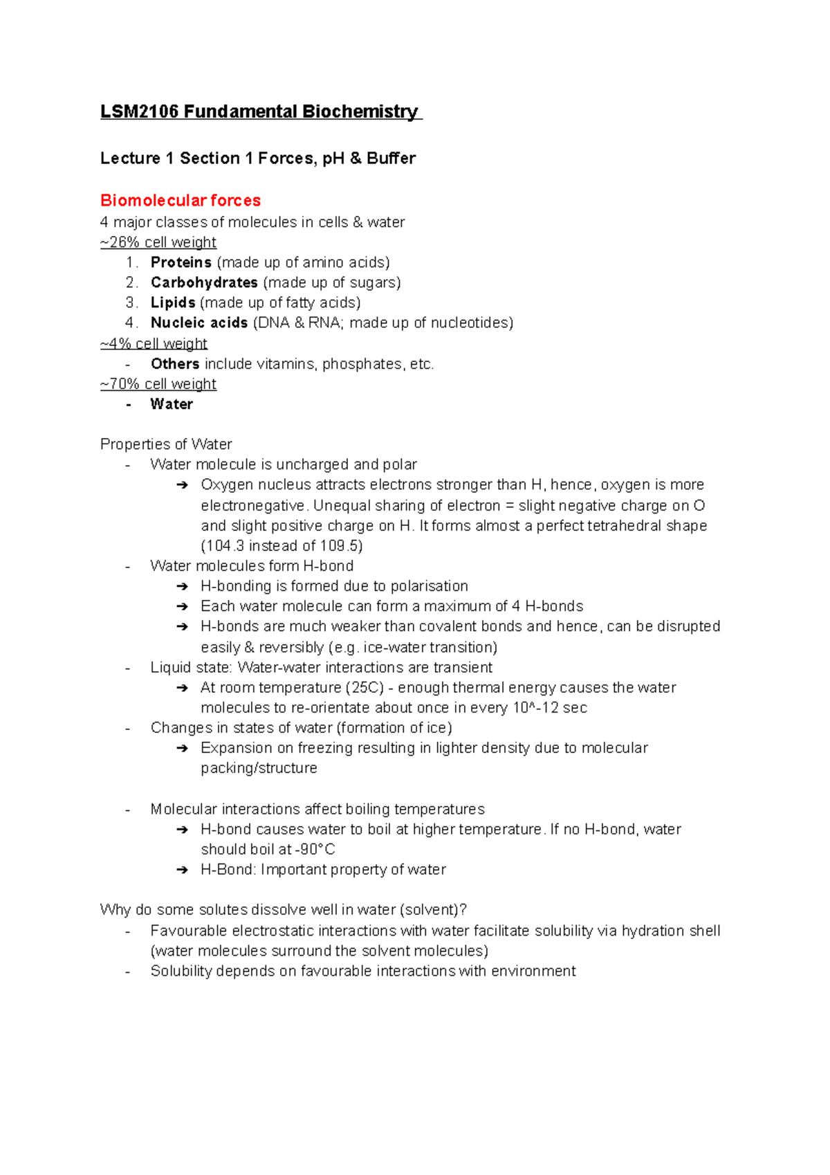 LSM2106 - Lecture notes for lecture 1 and 2 - LSM2106 Fundamental ...