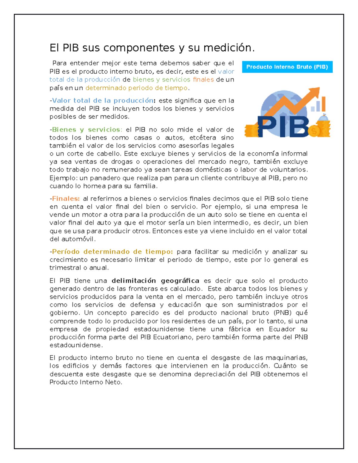 El PIB. Sus componentes y su medición^ - Para entender mejor este tema ...