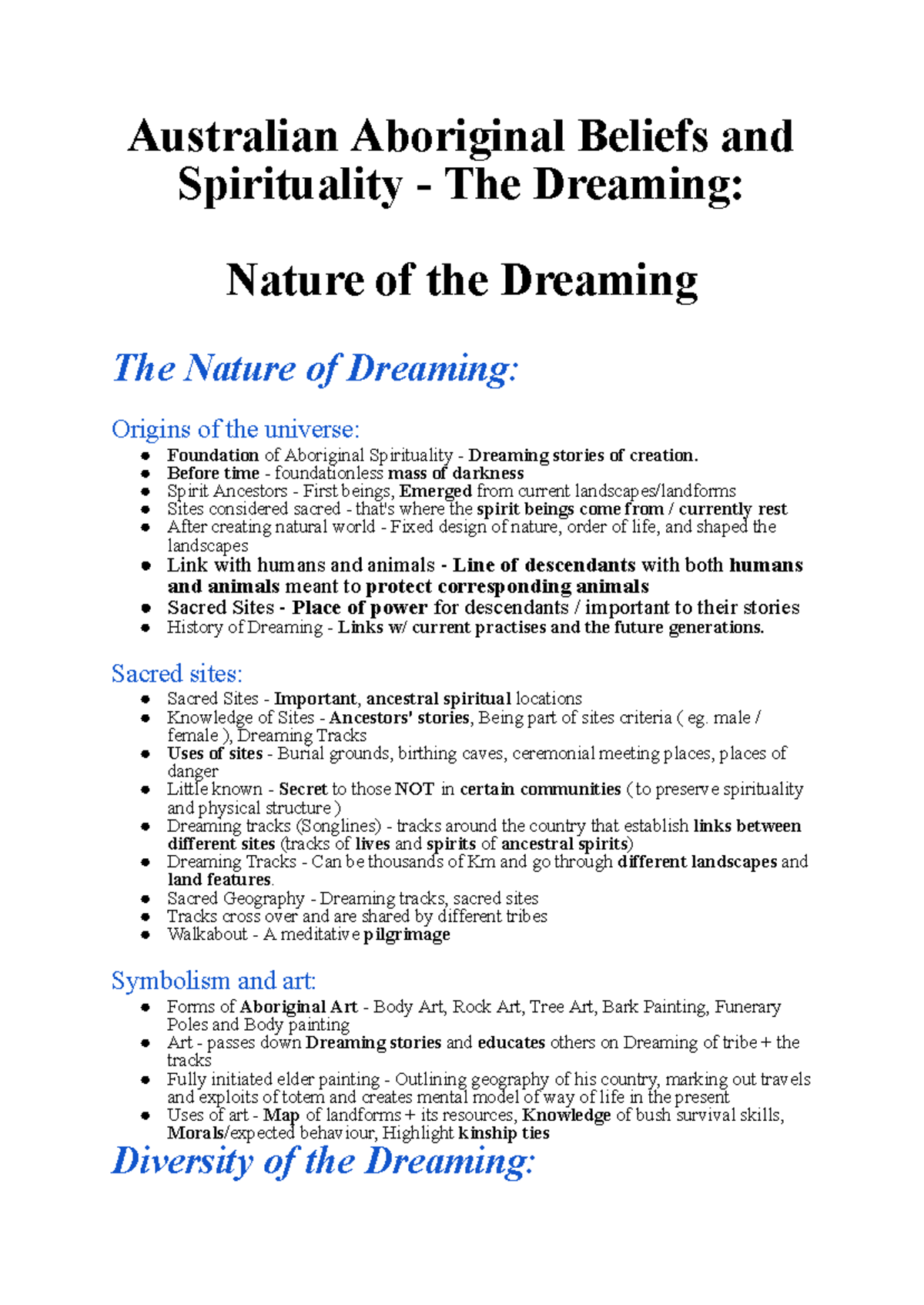 ABORIGINAL SPIRITUALITY - PRELIM NOTES - Australian Aboriginal Beliefs ...
