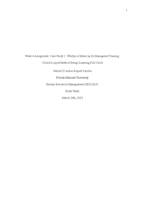 Week 4 Assignment Case Study 1 - Week 4 Assignment: Case Study 1 ...