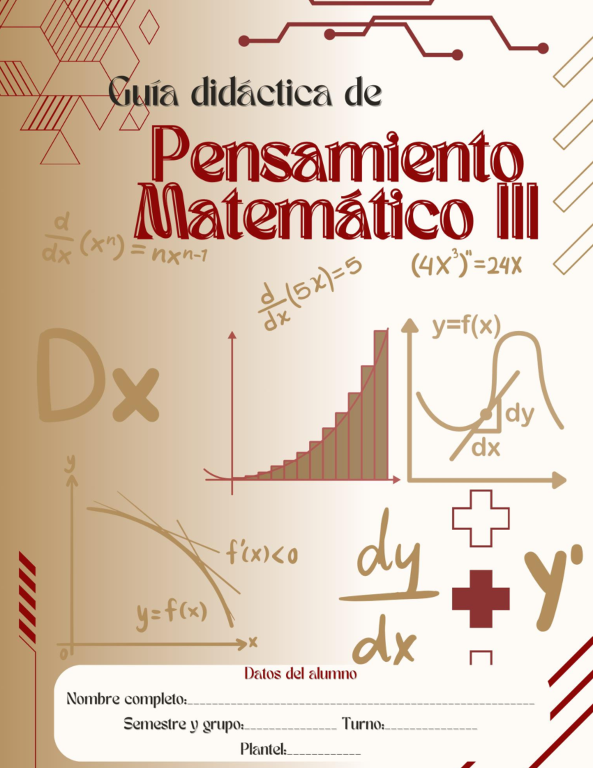 Tercer Semestre .- Guía Didáctica del Estudiante .- Pensamiento Matemático III - Contenido DATOS ...