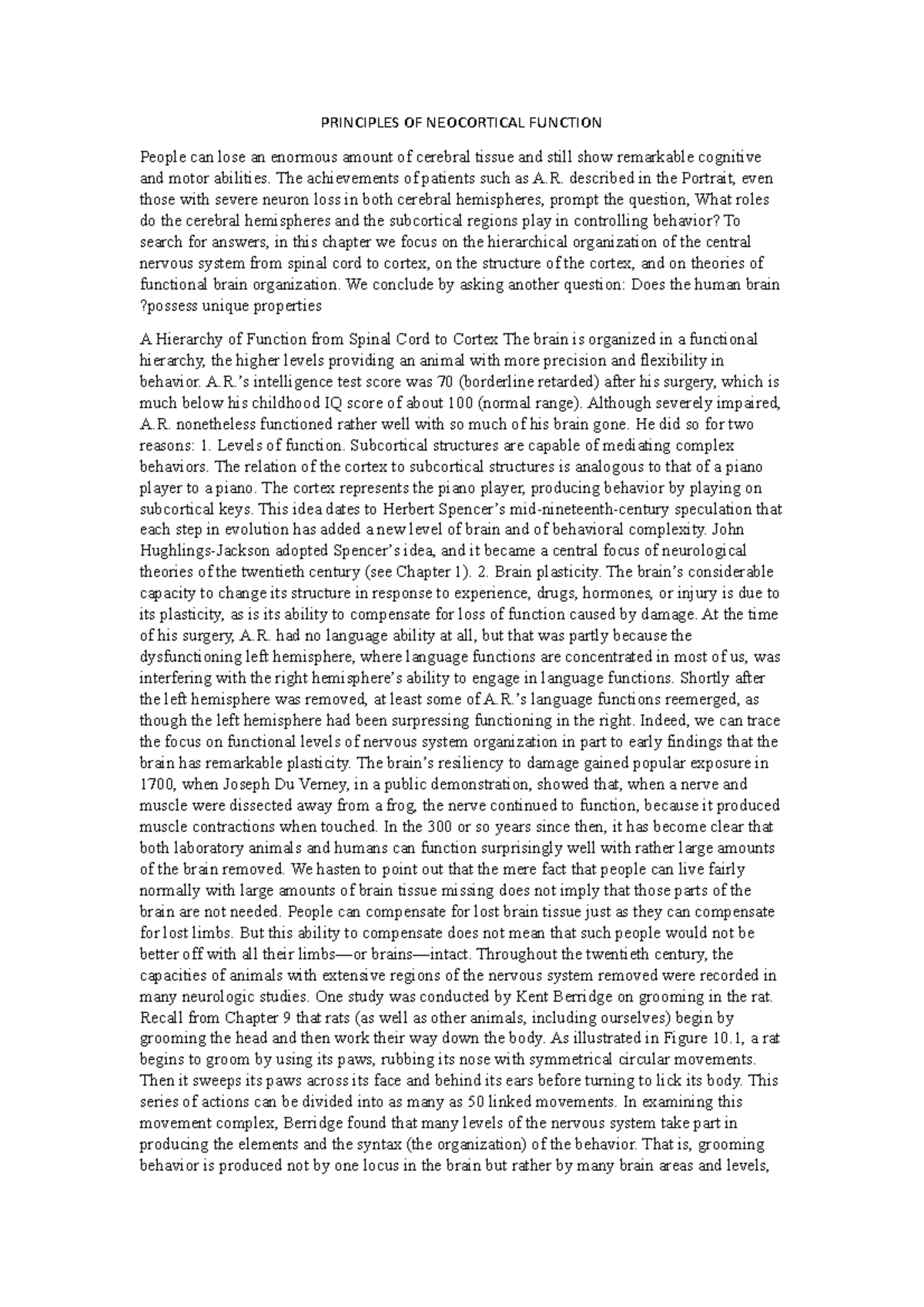 Principles Of Neocortical Function Principles Of Neocortical Function