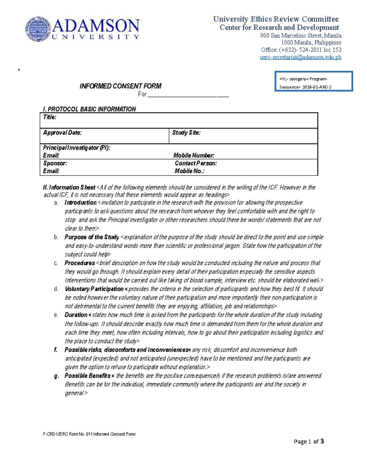 311Informed consent form - INFORMED CONSENT FORM For ...