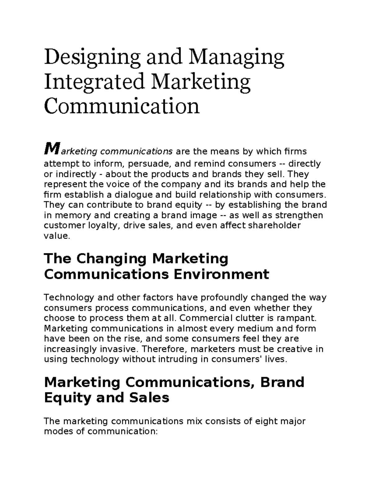 Designing and Managing Integrated Marketing Communication - Designing ...