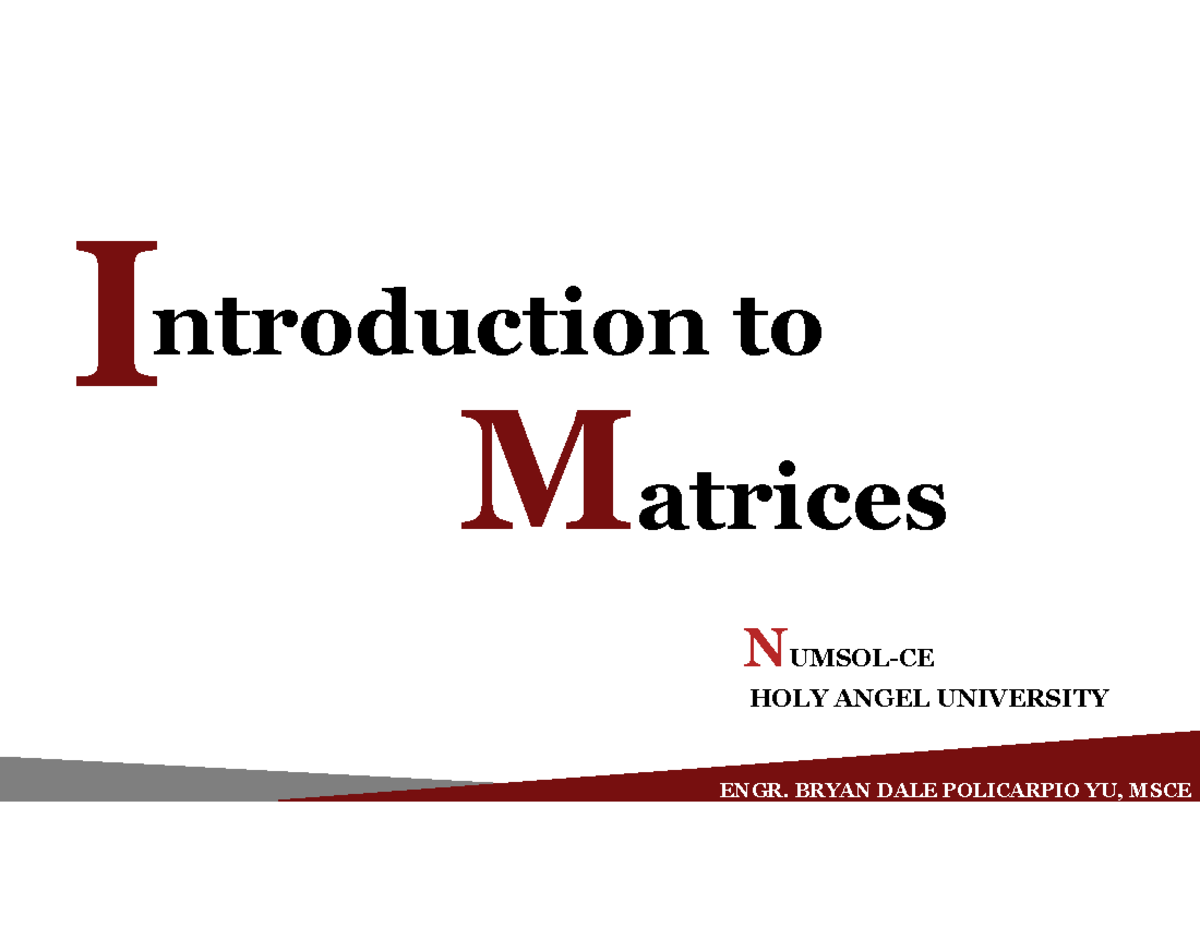 Topic 1 - Introduction TO Matrices - Warning: TT: undefined function: 32 Warning: TT: undefined ...