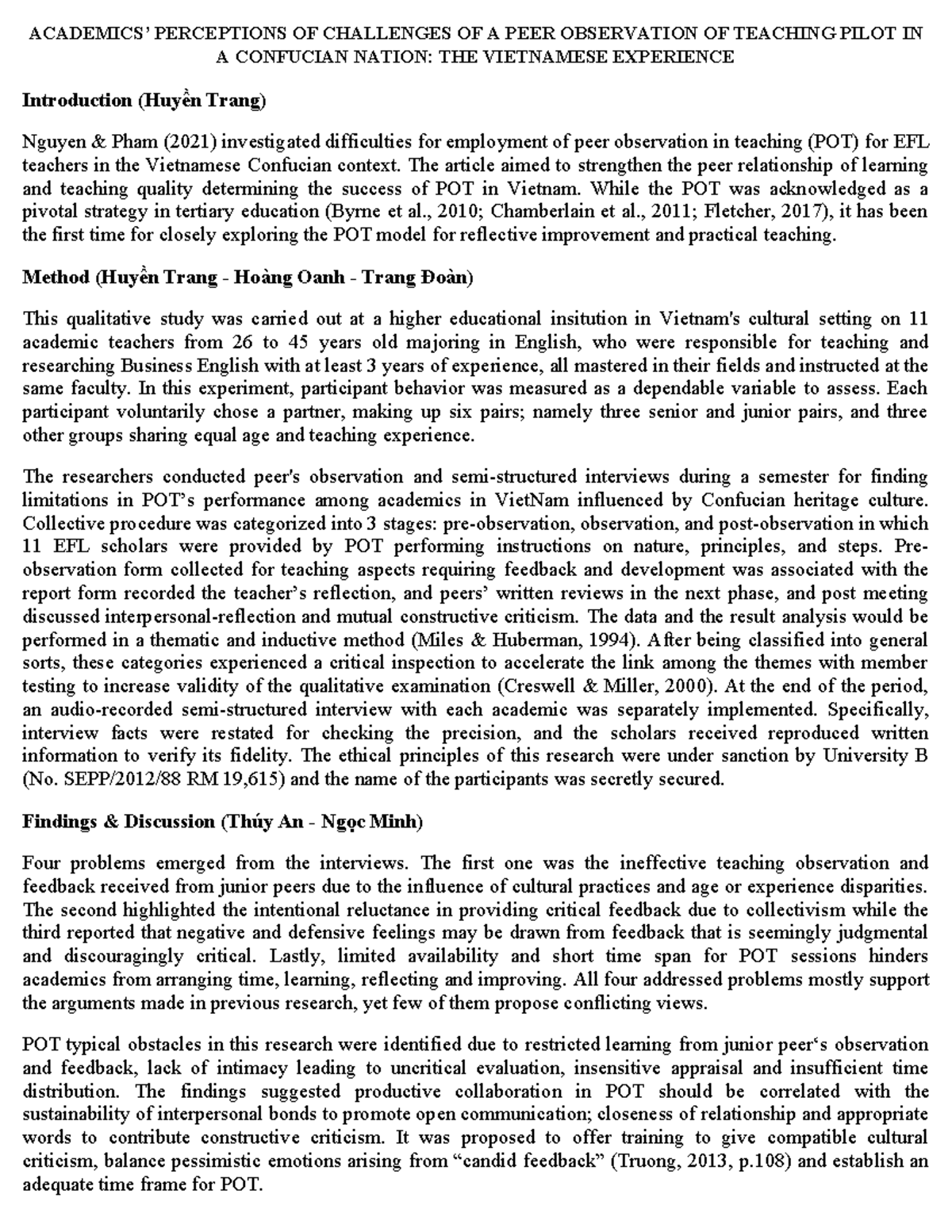 Summary Assignment - ACADEMICS’ PERCEPTIONS OF CHALLENGES OF A PEER ...