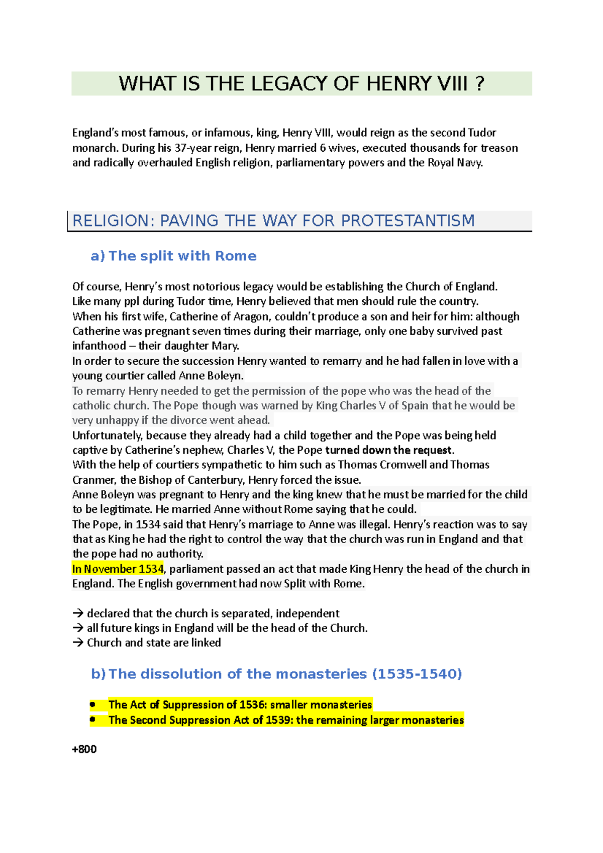 Henry VIII's legacy - WHAT IS THE LEGACY OF HENRY VIII? England’s most ...