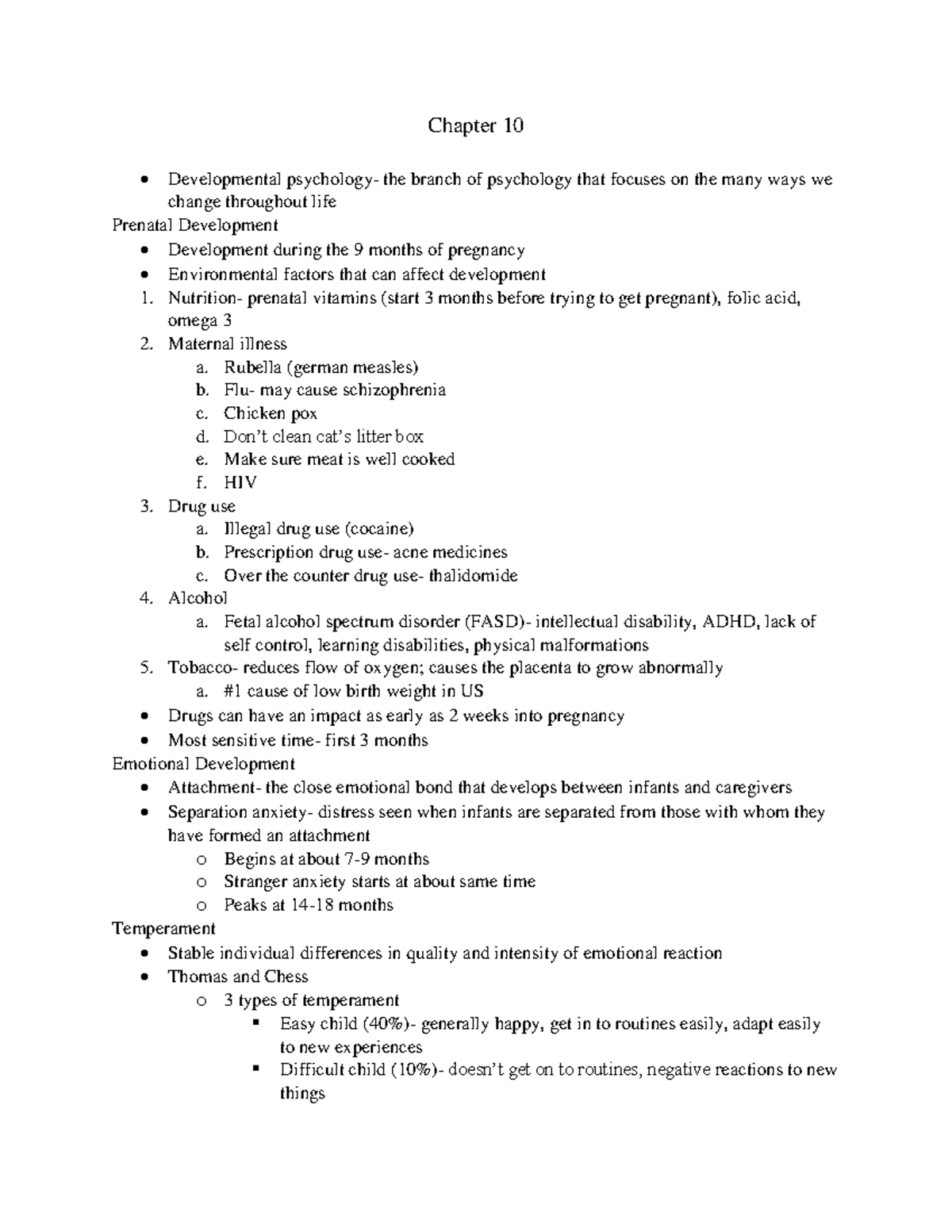 Chapter 10 - Given by Teresa Davis - Chapter 10 Developmental the ...
