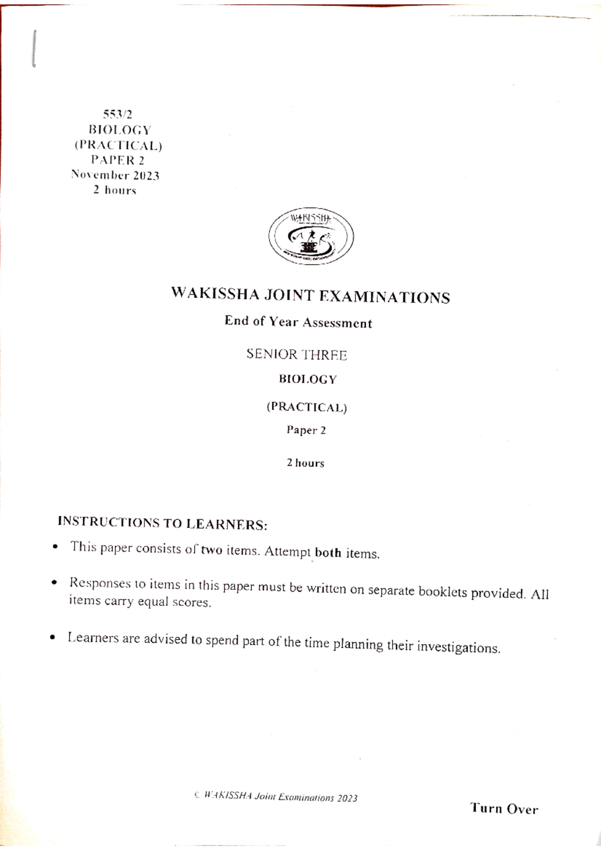 CBC Wakisha P2 BIO - Bachelor of Laws - Studocu