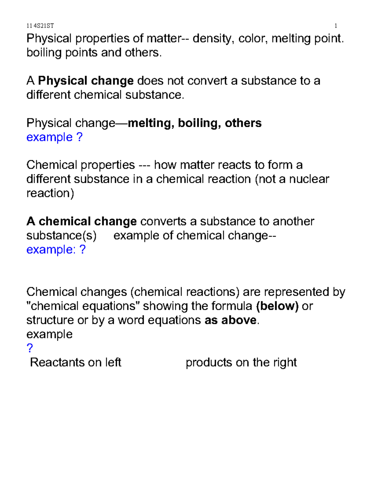 CHEM 111 n C4 S21 ST - Notes - Physical properties of matter- density ...