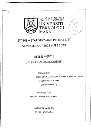 Tutorial 2 sta - HH - TUTORIAL 2 Question 1 i) The population: The ...