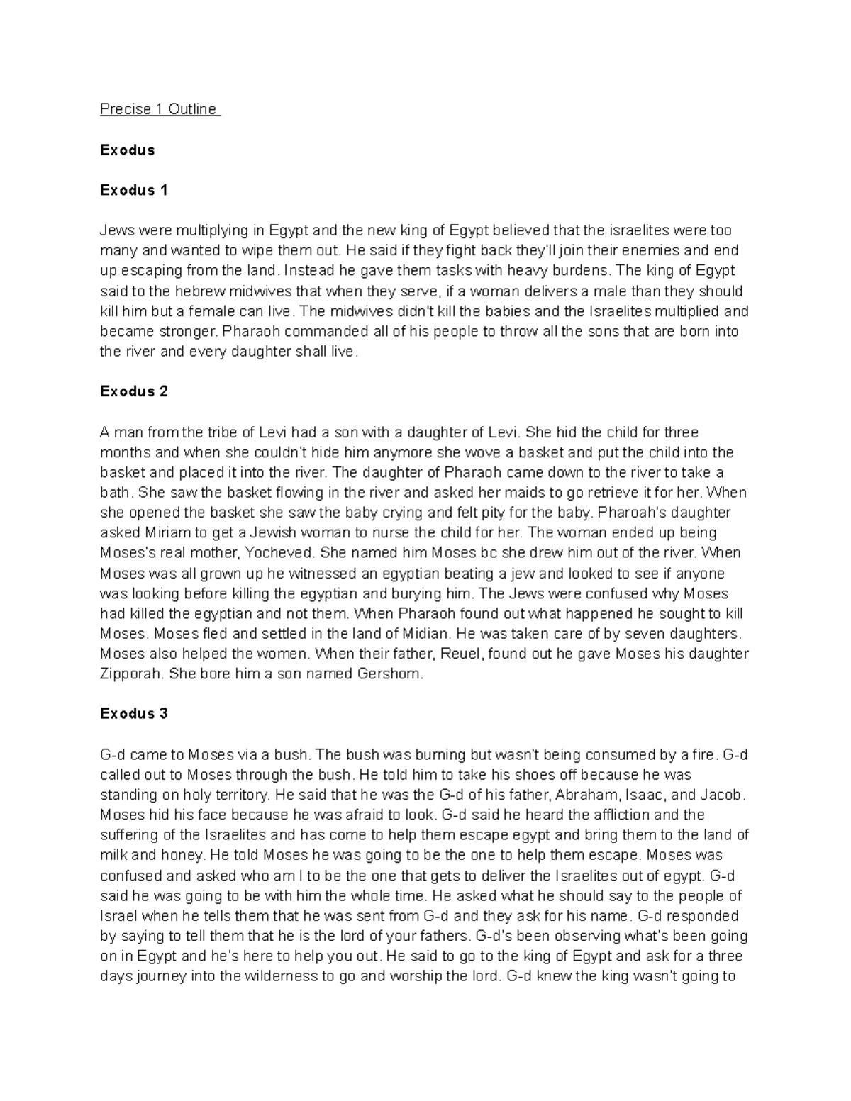 Hist 101 Precise 1 Outline - Precise 1 Outline Exodus Exodus 1 Jews ...