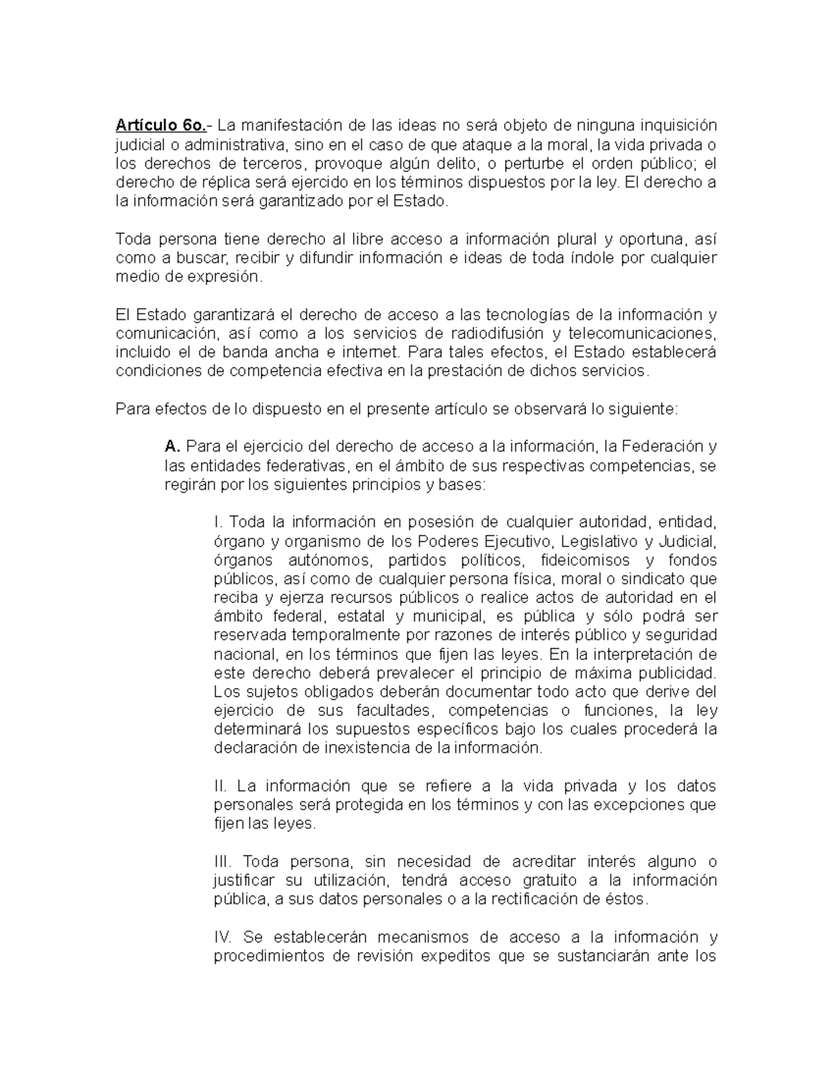 Constitución Política DE LOS Estados Mexicanos Articulos 6 7 8 ...