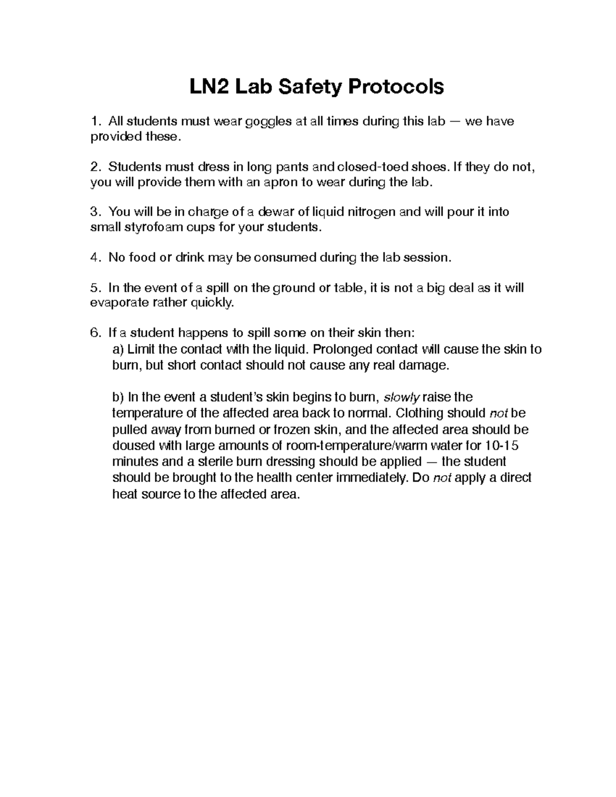 LN2Safety Protocols - Physics Protocals - LN2 Lab Safety Protocols 1 ...