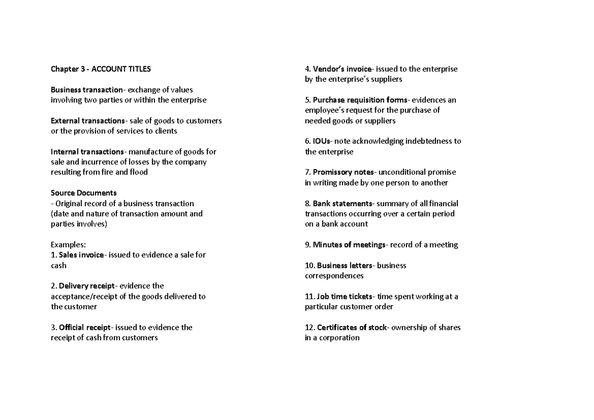 Account Titles - Equity Accounts Equity - used to record the original ...